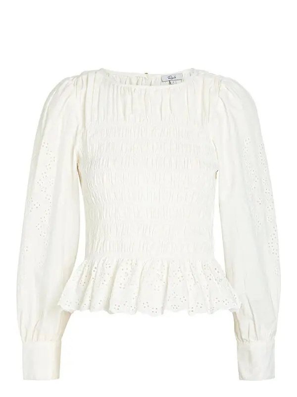 Rails Broderie-anglaise Cotton-poplin Top - White