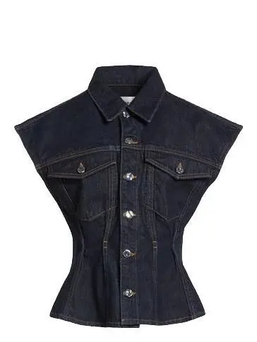 FRAME The Nipped Denim Vest - Blue