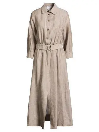 KAOS Linen Midi Shirt Dress - Beige