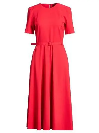 KAOS Midi Flared Twill Dress - Red