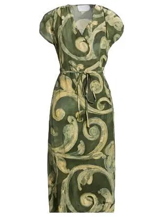 KAOS Military Viscose & Silk Midi Dress - Green