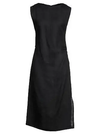 KAOS Midi Linen Flared Dress - Black