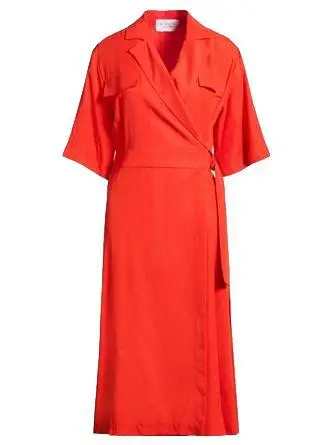KAOS Midi Tencel-linen Blend Dress - Tomato Red