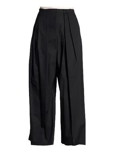 ALYSI Wide Leg Poplin Pants - Black