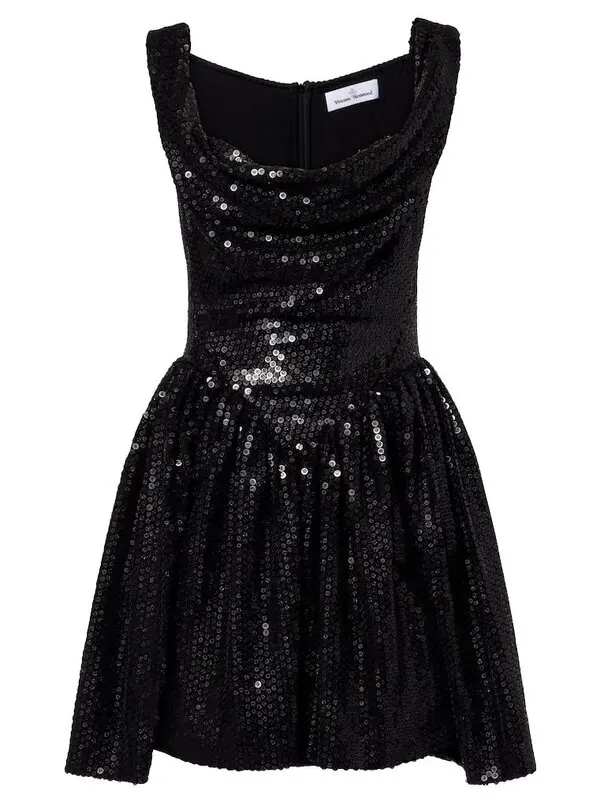 VIVIENNE WESTWOOD Mini Sunday Sequined Draped Corset Dress - Black