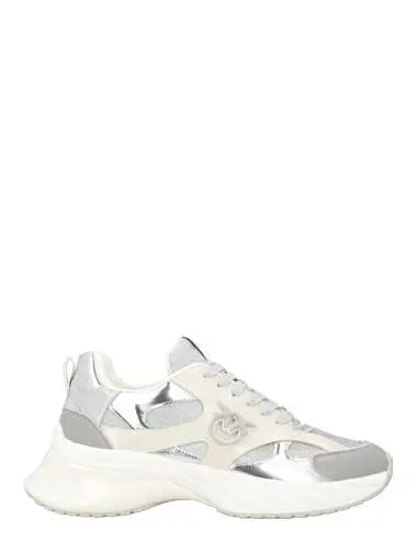 Pinko Leather And Textile Fiber Sneakers - Silver