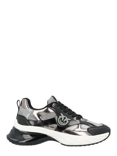 Pinko Sneakers In Leather And Textile Fibers - Black