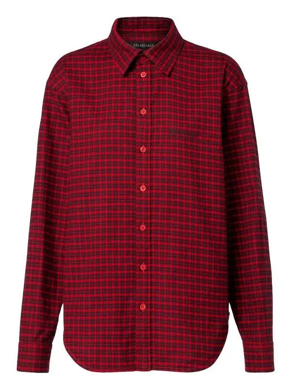 Balenciaga Checked Cotton Shirt - Red