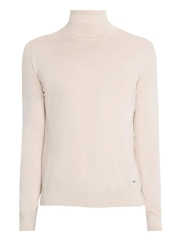 Brioni Slim Turtleneck Cashmere And Silk Sweater - Ivory