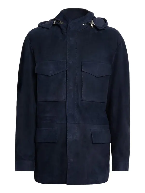 TOM FORD Suede Hooded Field Jacket - Navy