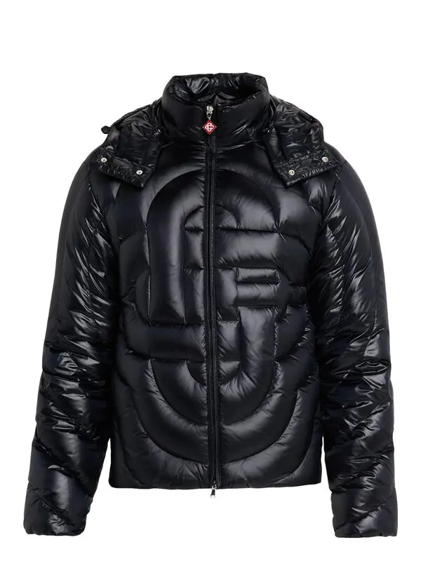 Casablanca Monogram Quilted Nylon Hooded Puffer Jacket - Black