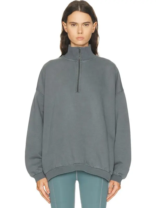 SKIMS Boyfriend Fleece Slouchy Turtleneck Pullover Sweatshirt - Zircon