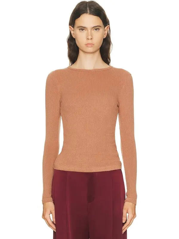 Sablyn Quincy Long Sleeve Fitted Crewneck Tee - Prairie Sand