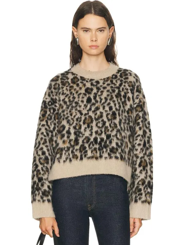 NILI LOTAN Zamira Leopard Print Sweater - Jute Leopard