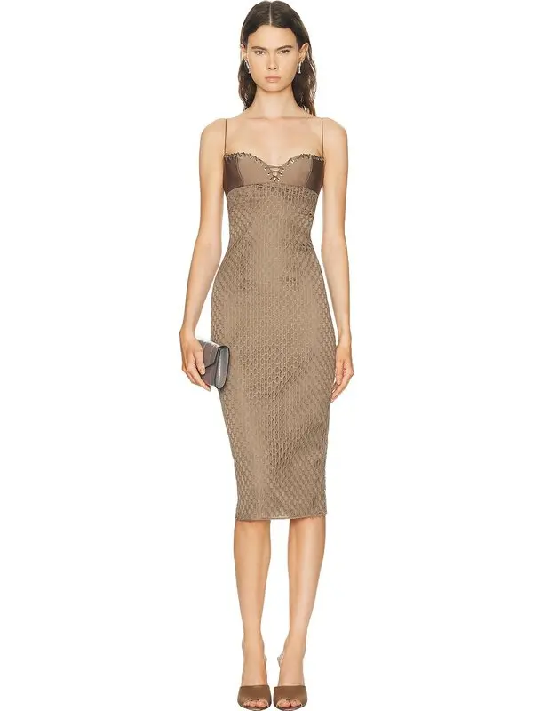 LUDOVIC DE SAINT SERNIN Isabella Lace Dress - Khaki