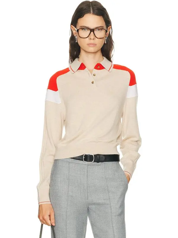 Guest In Residence Alpin Collegiate Polo Top - Sandstone Combo