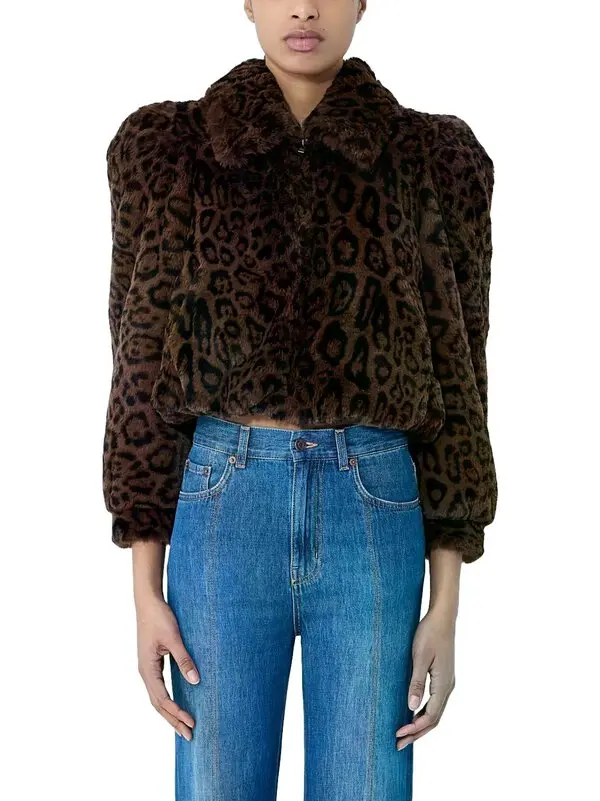 Chloé Leopard-print Puffed Jacket - Brown