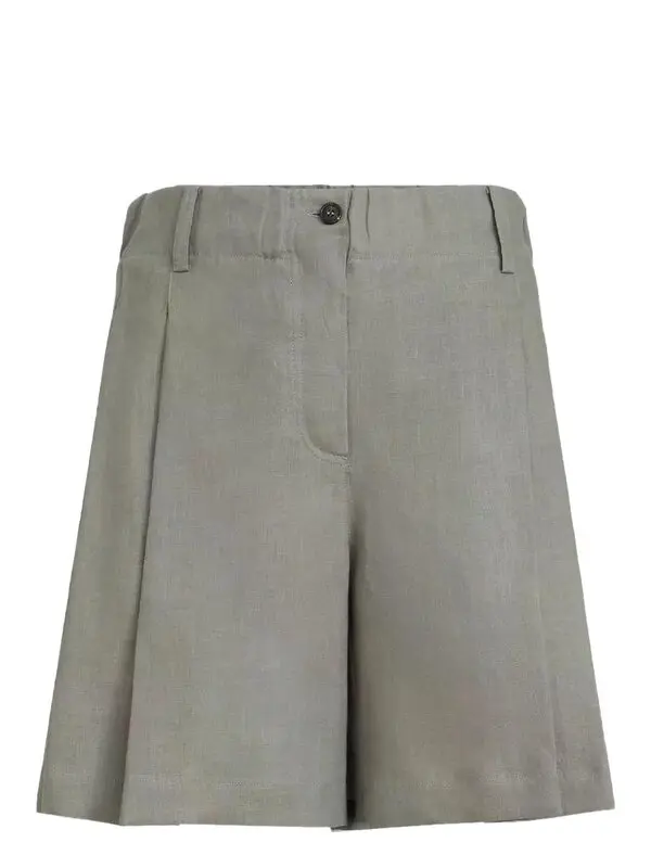 Brunello Cucinelli Linen Shorts With Drawstring And Pleats - Green