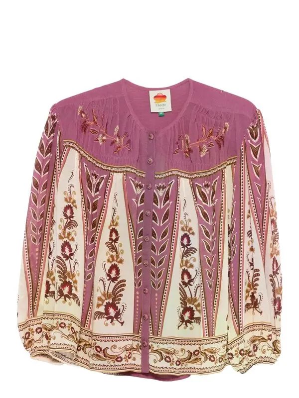 Farm Rio Floral Embroidered Shirt - Purple
