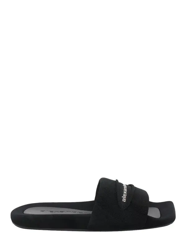 Alexander Wang Logo Squared-toe Slides - Black