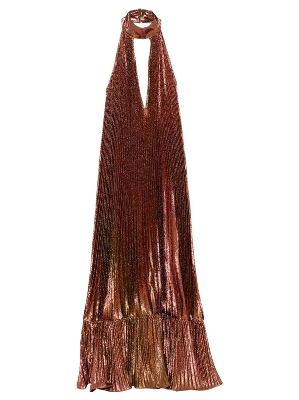 L'IDEE Pleated Maxi Dress - Brown