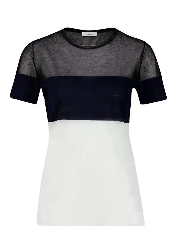 FERRAGAMO Colourblock Round-neck Sweater - White