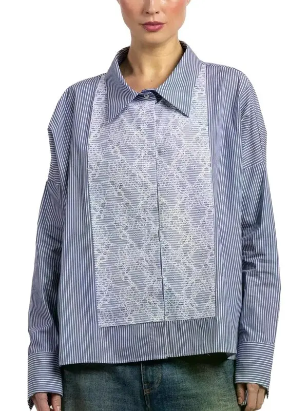MAISON JEJIA Shirt With Lace Detail - Blue