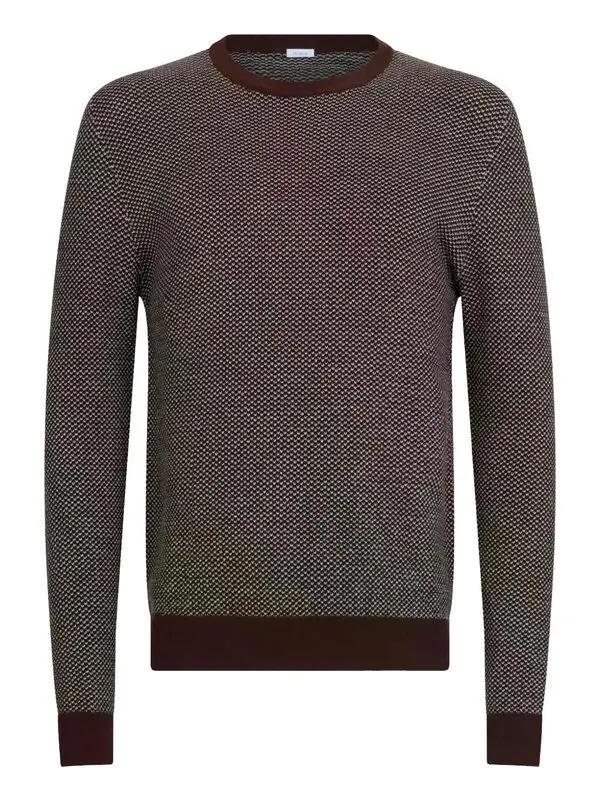 Malo Patterned Crew-neck Sweater - Brown