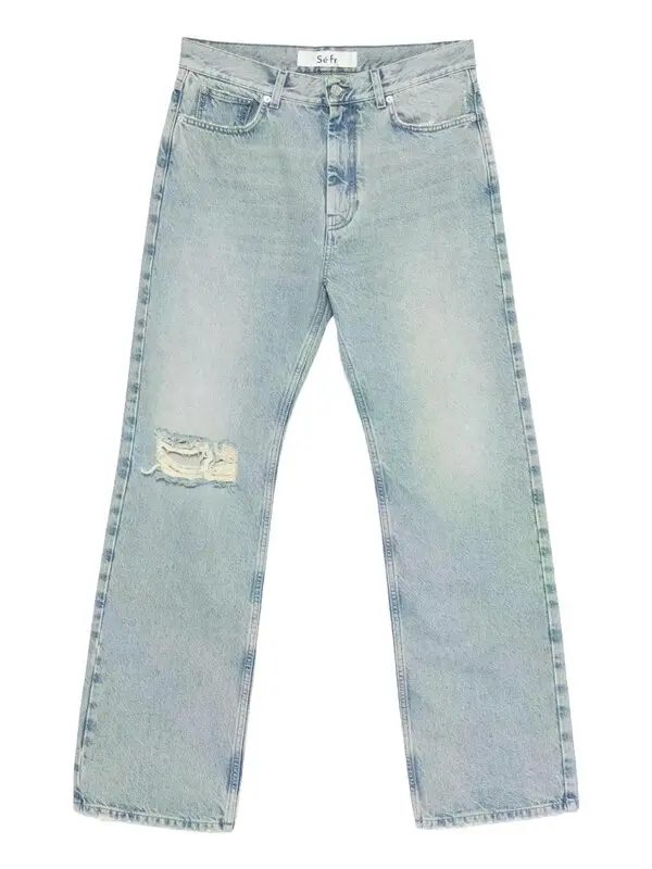 Séfr Ripped Straight Leg Jeans - Blue