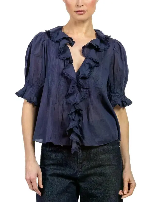DÔEN Henri Ruffled Top - Blue