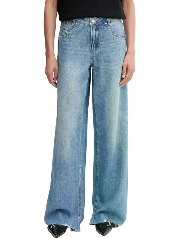Miss Sixty Frayed Denim Wide Leg Trousers - Blue