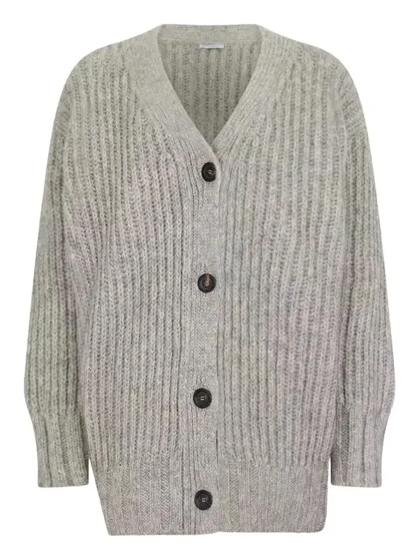 Malo Button-up Ribbed Cardigan - Grey