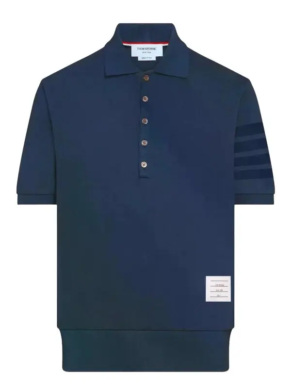 Thom Browne 4-bar Buttoned-up Polo Shirt - Blue