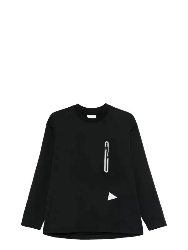 AND WANDER Hybrid Warm Zip-pocket Long-sleeved T-shirt - Black