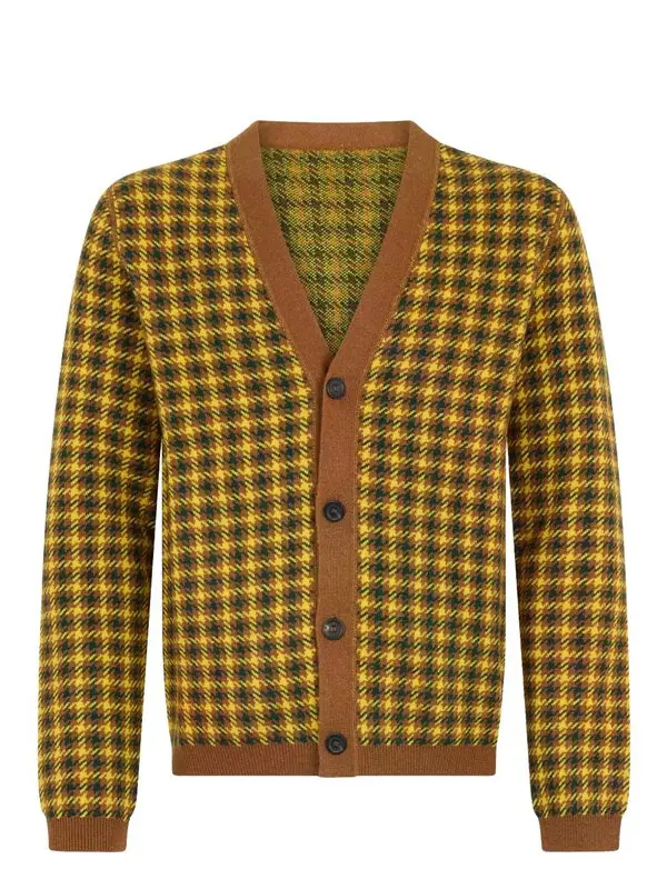 Malo Houndstooth Cardigan - Yellow
