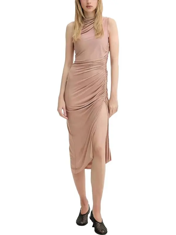 Rick Owens Draped Ruched Midi Dress - Pink