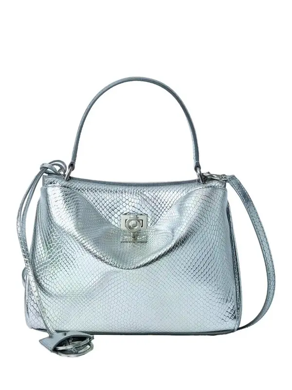Balenciaga Croc-embossed Rodeo Mini Tote - Silver