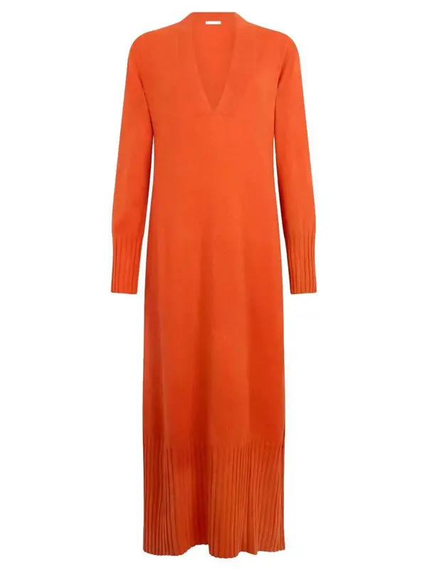 Malo Knitted V-neck Maxi Dress - Orange