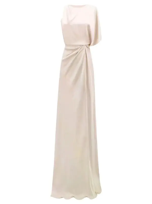 GEMY MAALOUF Asymmetrical Neckline Draping Maxi Dress - Neutrals