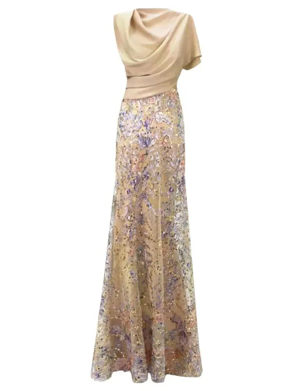 GEMY MAALOUF Beaded Maxi Dress - Gold