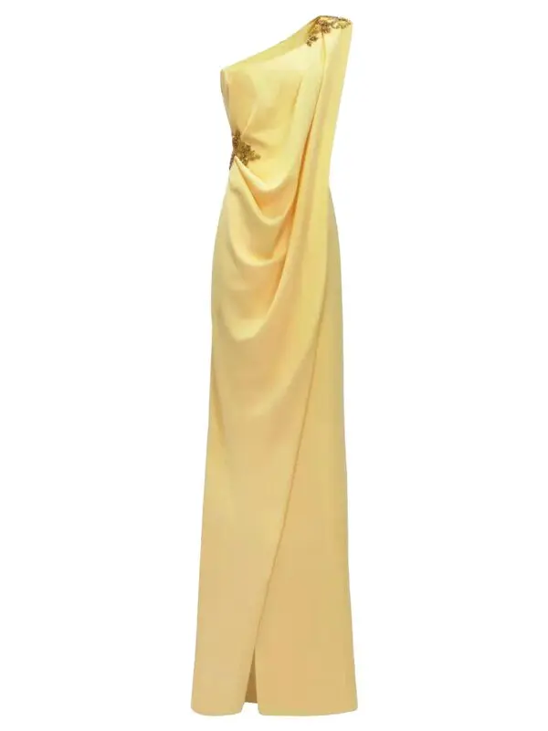 GEMY MAALOUF One-shoulder Draped Maxi Dress - Yellow