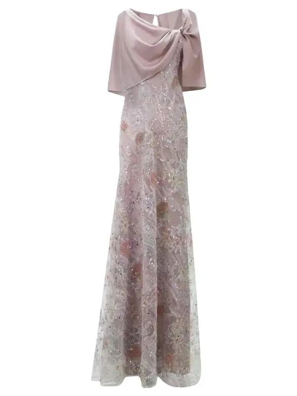 GEMY MAALOUF Embroidered Maxi Dress - Pink