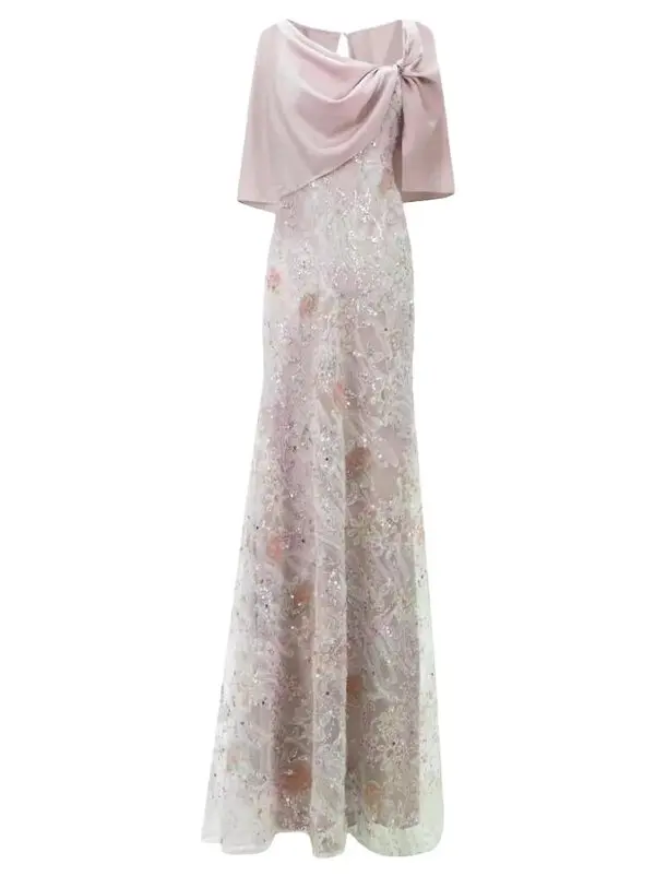 GEMY MAALOUF Embroidered Maxi Dress - Pink