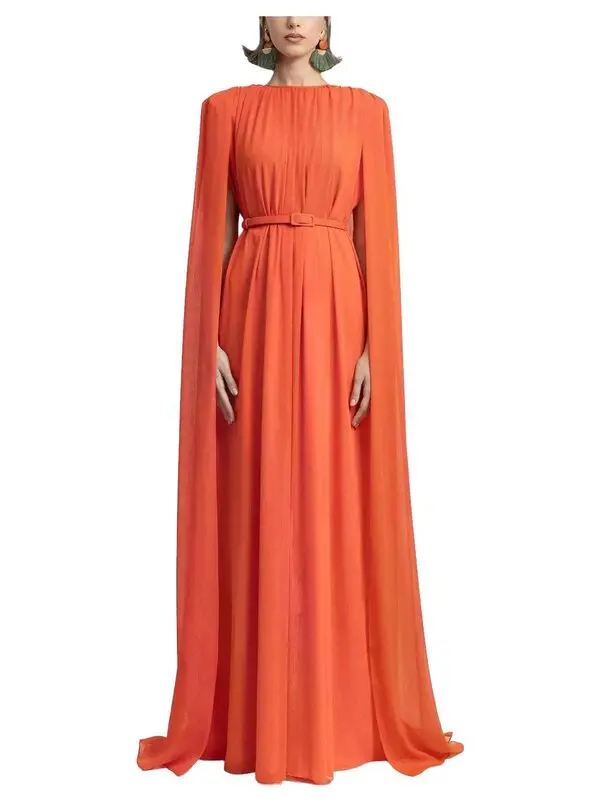 GEMY MAALOUF Cape-sleeve Maxi Dress - Orange