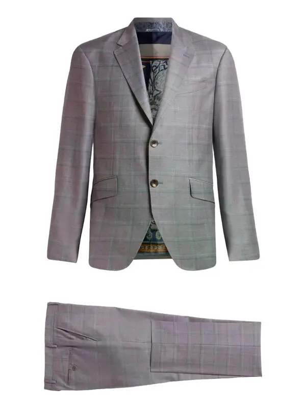 Etro Checked Single-breasted Suit - Grey