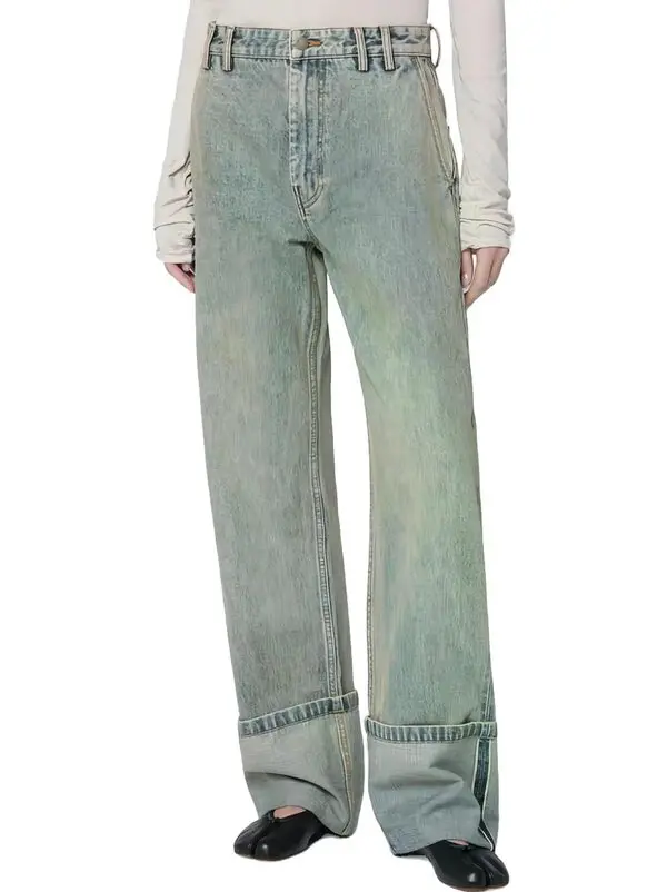 ENTIRE STUDIOS Paneled Cuffed Jeans - Blue