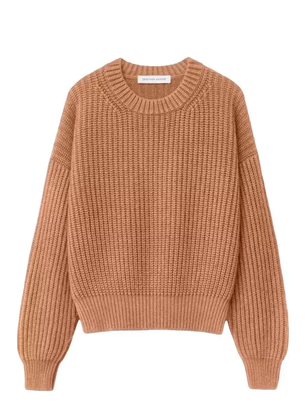 Iris Von Arnim Balloon-sleeve Knitted Sweater - Brown