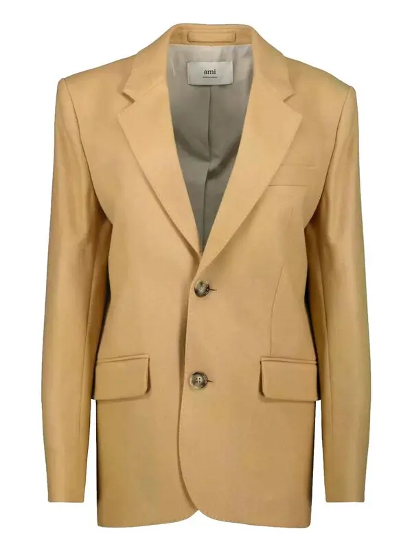 Ami Single-breasted Wool Blazer - Neutrals