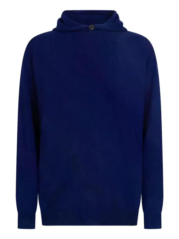 Malo Hooded Button Sweater - Blue