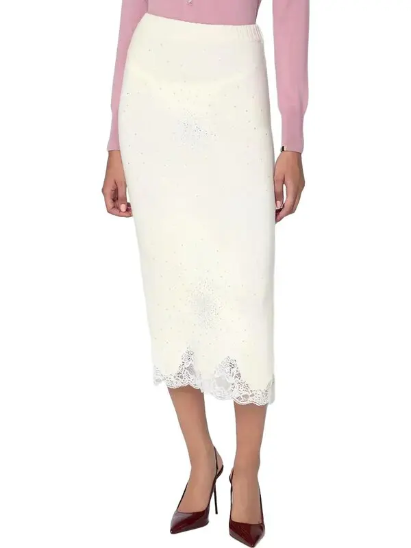 Giuseppe Di Morabito Embellished Lace Trim Midi Skirt - Neutrals